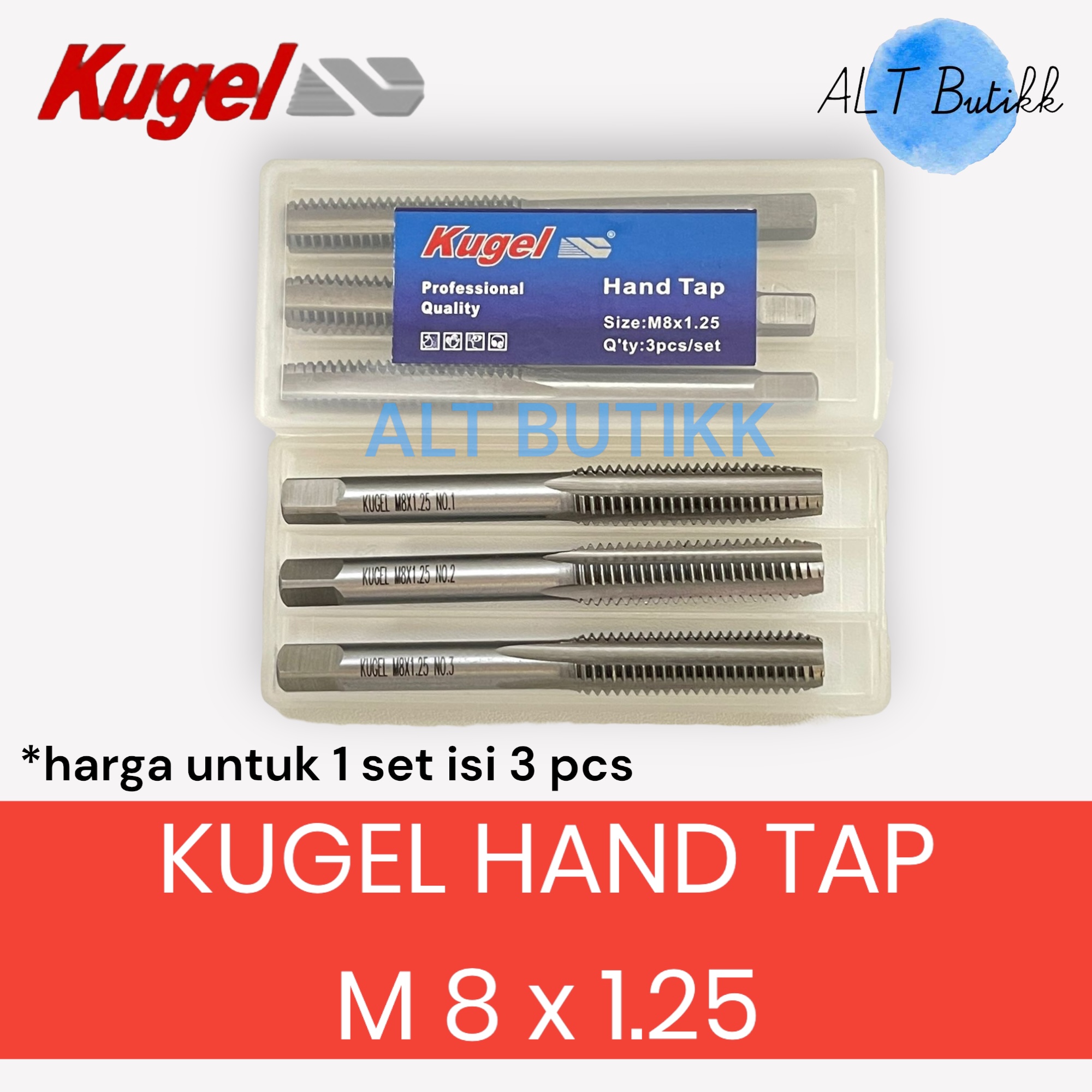 KUGEL HAND TAP M8 x 1.25 | ALAT PEMBUAT DRAT BAUT ULIR SCREW | MATA TAP ...