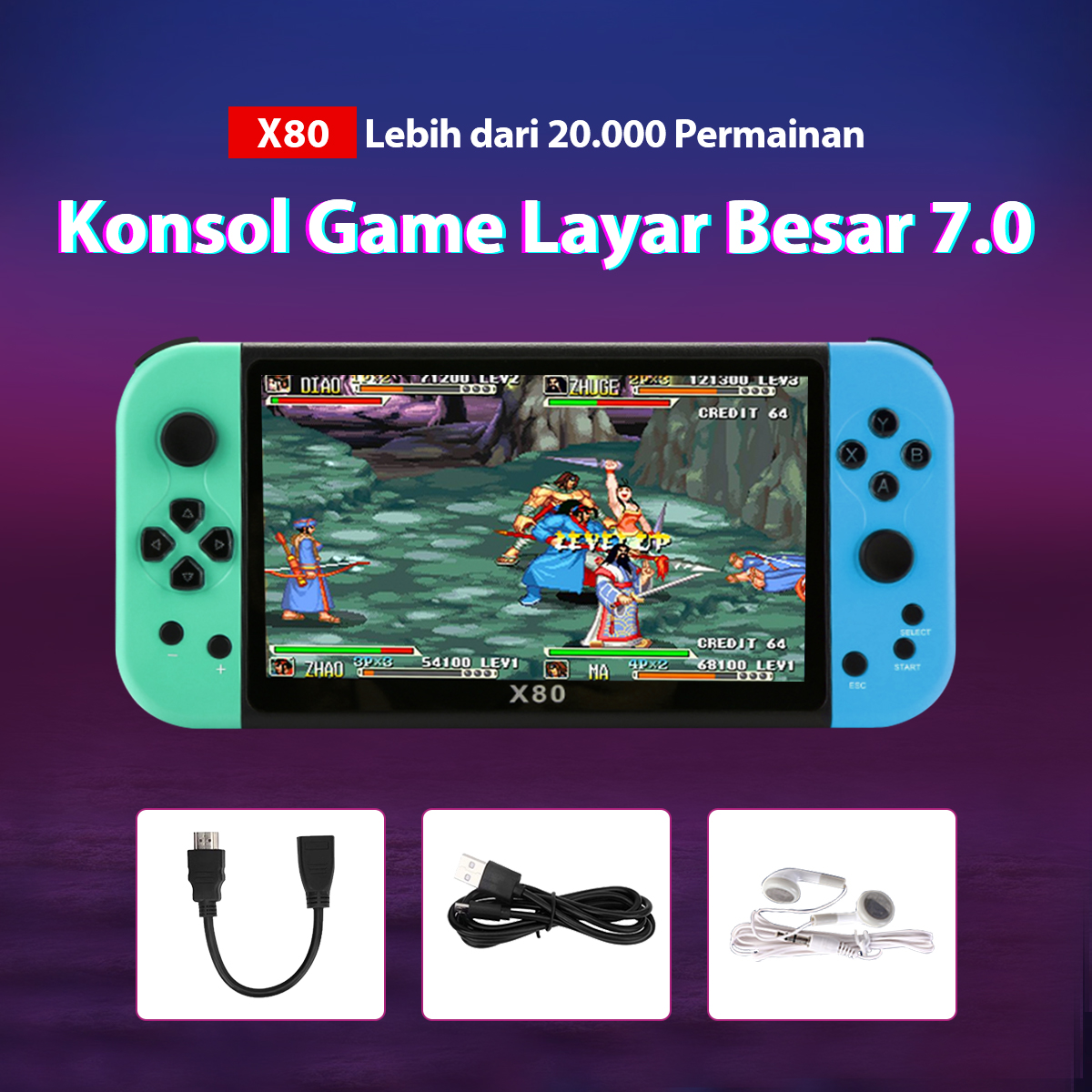 PSP X80 7.0 Inch Game Console Retro Game With 20K+ Games Support For 8 ...