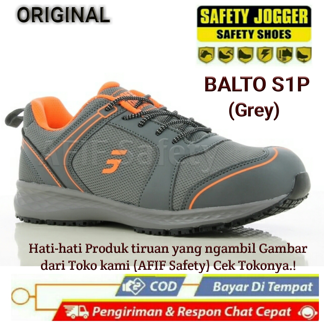 Sepatu Safety Jogger BALTO S1P Grey - Sepatu Keselamatan Joger Balto ...