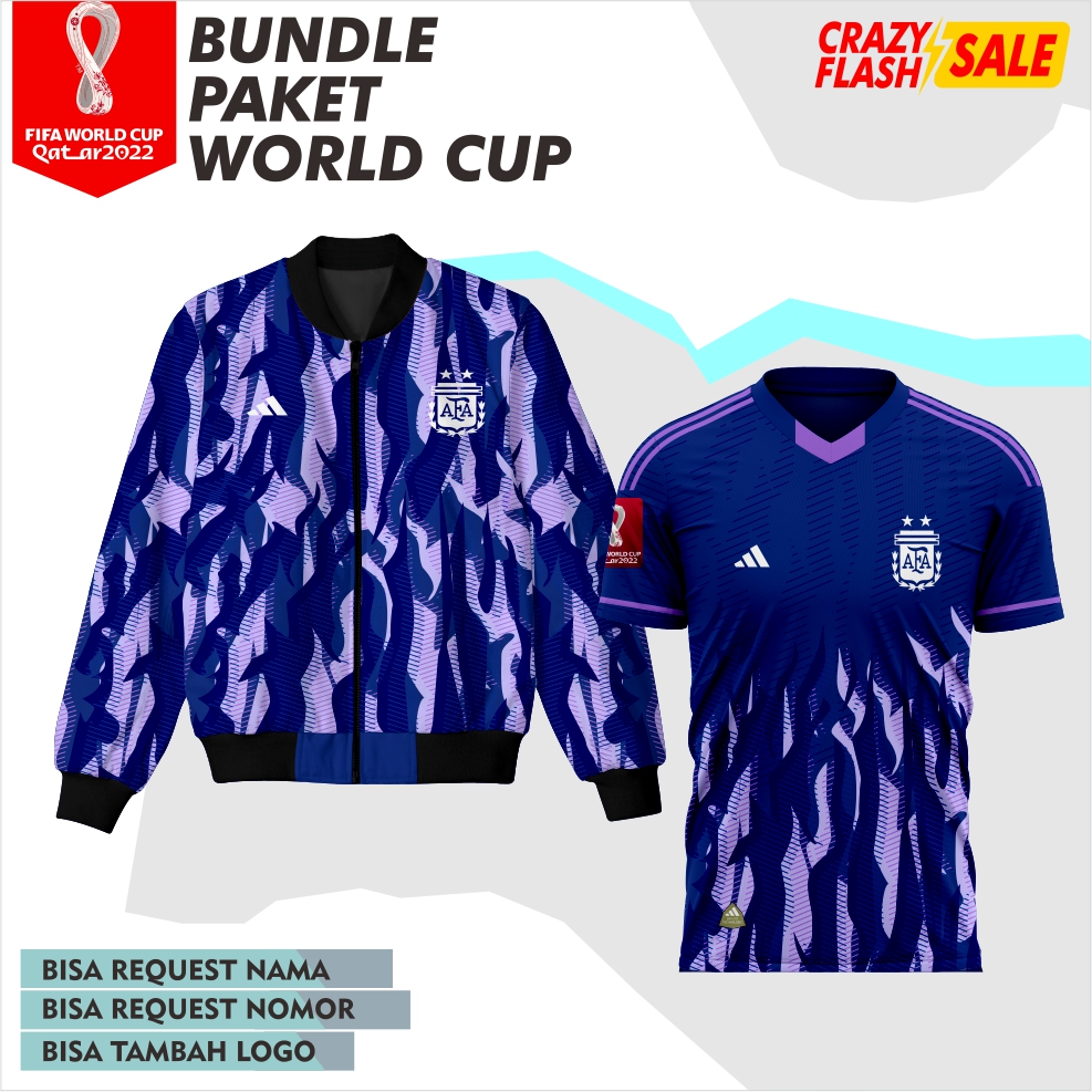 JAKET TIMNAS ARGENTINA WORLD CUP QATAR 2022 FREE NICKNAME | Lazada ...
