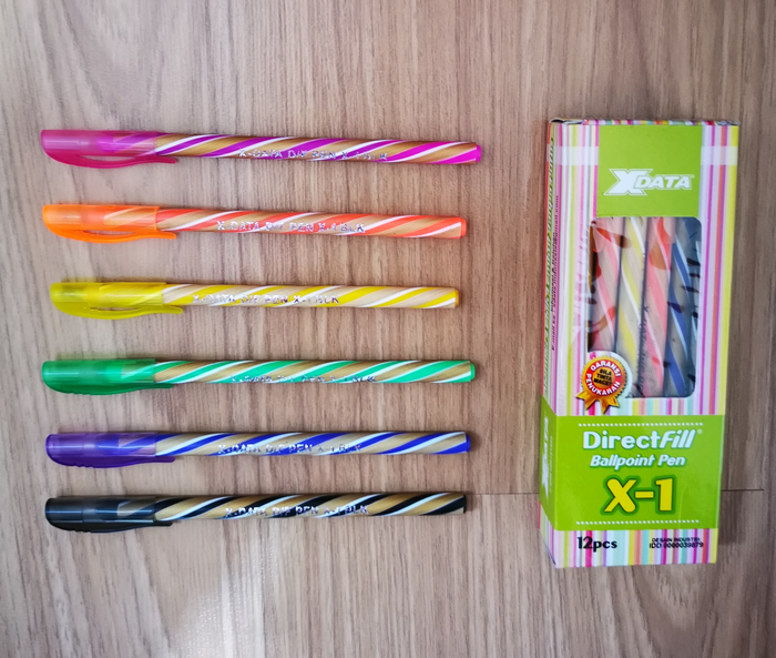 1 PACK BALLPOINT / BOLPOIN HITAM MERK X-DATA ANTI MACET ENAK DIGENGGAM [BEST SELLER] ISI 12 ...