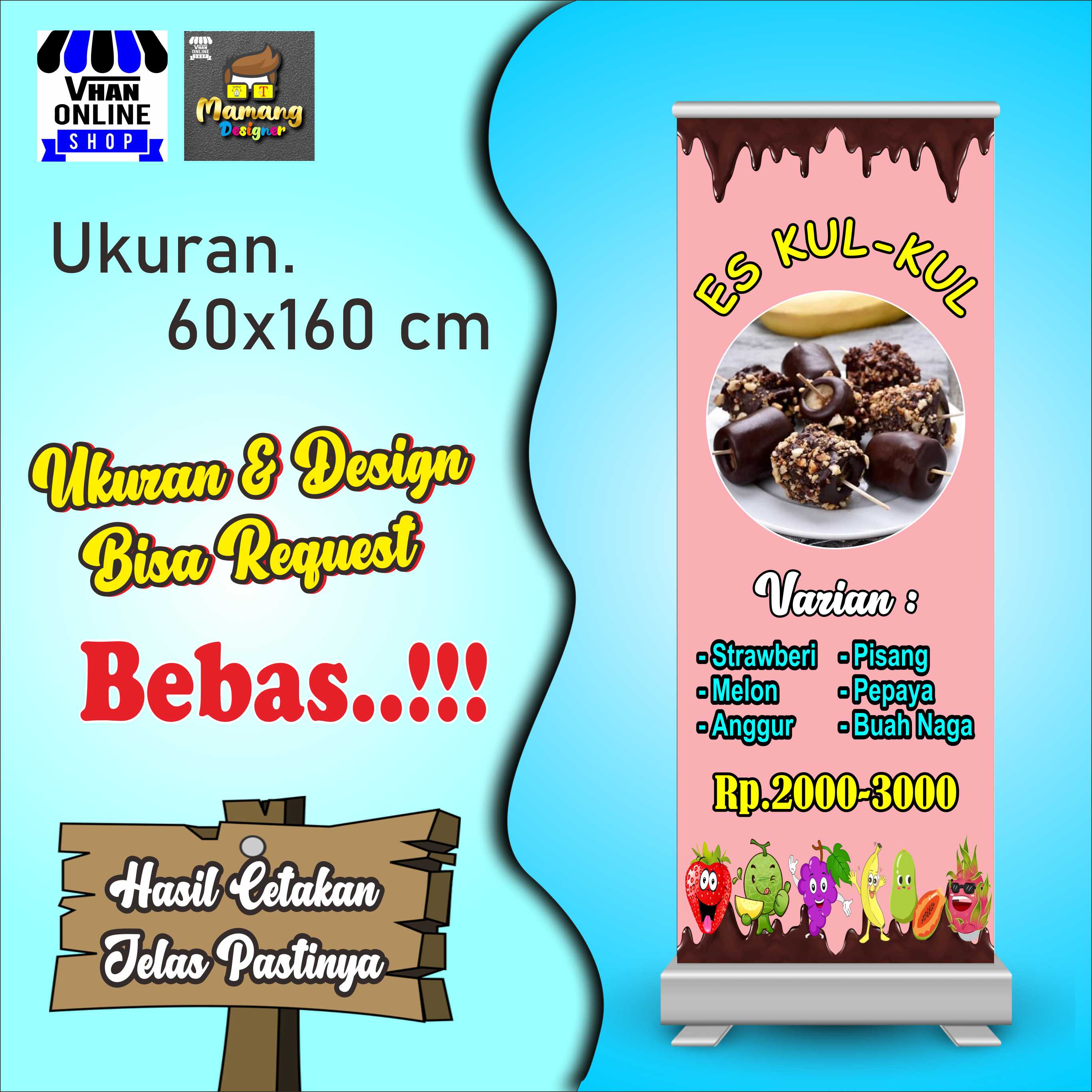 Cetak Spanduk Banner Es Kul Kul, Es Lumur Coklat, Model Berdiri, Keren ...