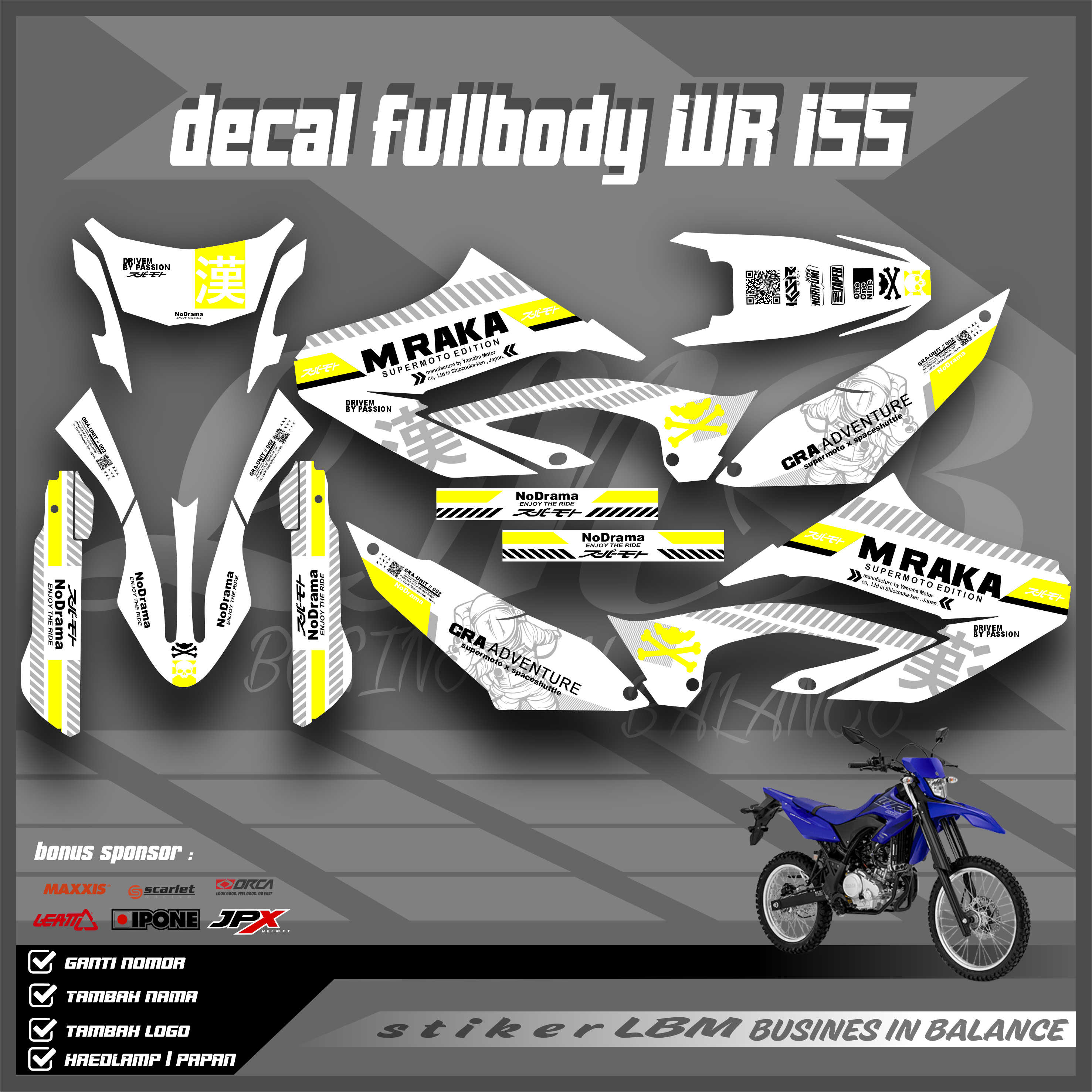DECAL STICKER WR 155 Design Update 2022 Terbaru DECAL STICKER CRF 150L ...