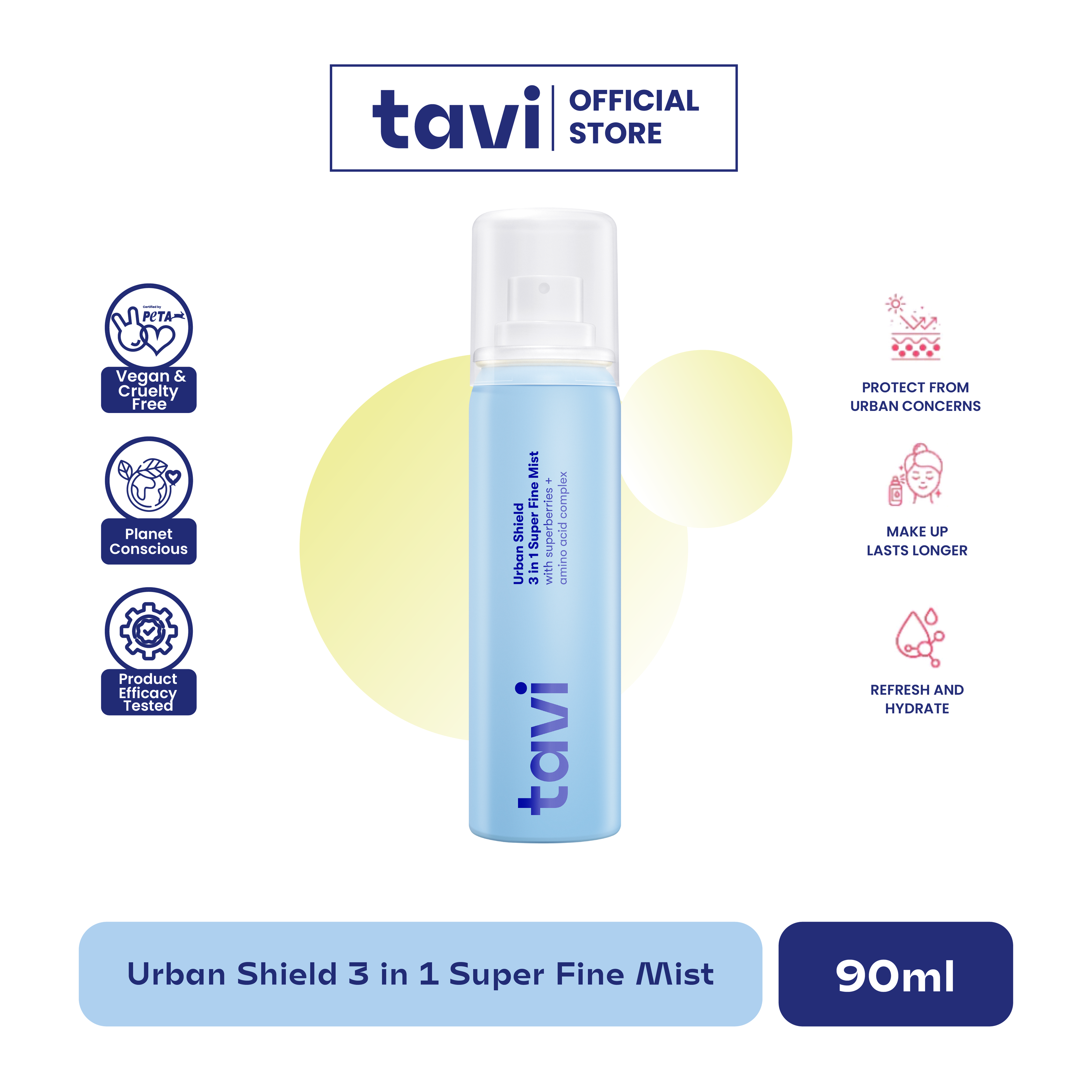 TAVI Urban Shield 3 in 1 Super Fine Mist 90 ml - Setting Spray Primer ...