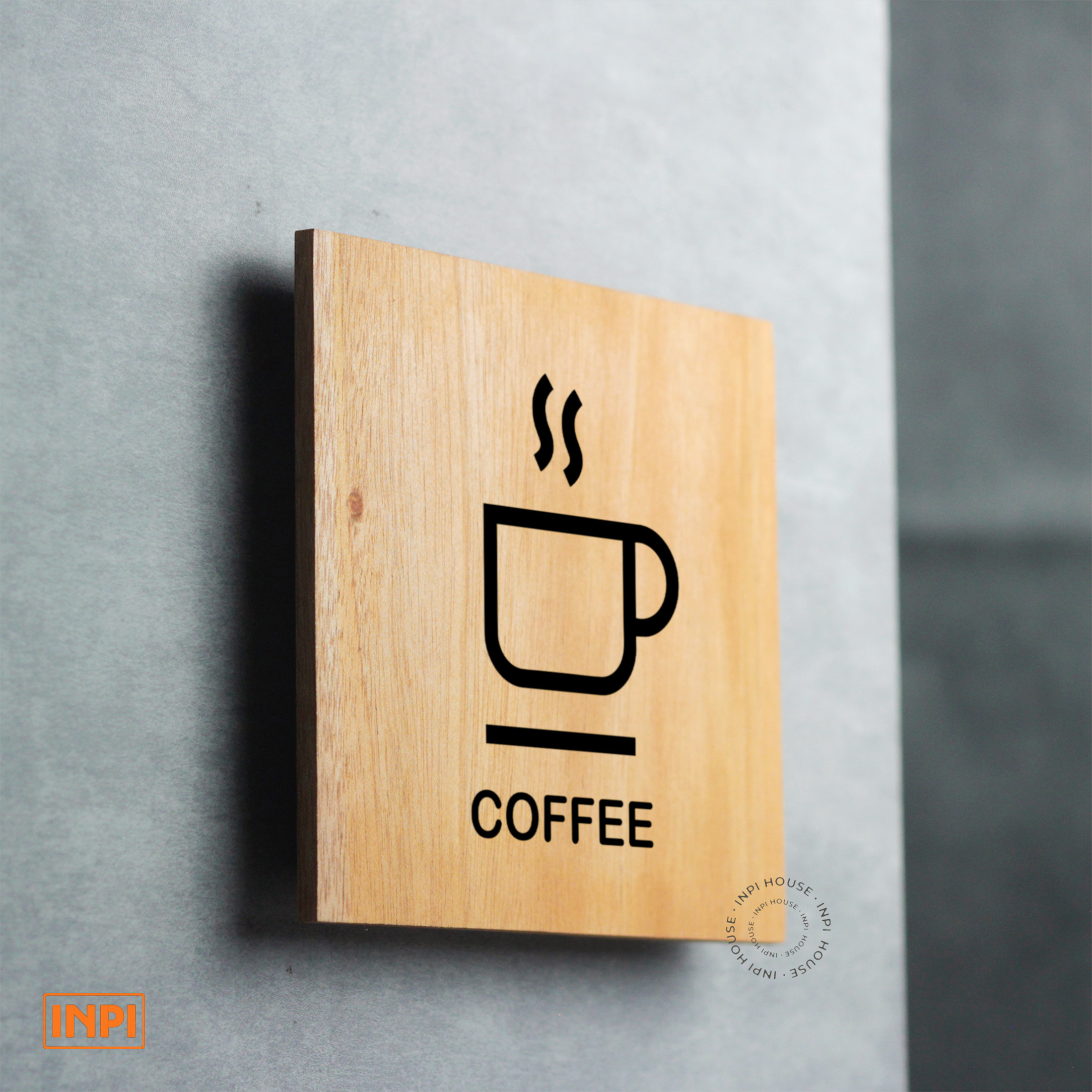 INPI - Sign Kayu Mahoni Sticker Persegi Logo Coffee | Lazada Indonesia