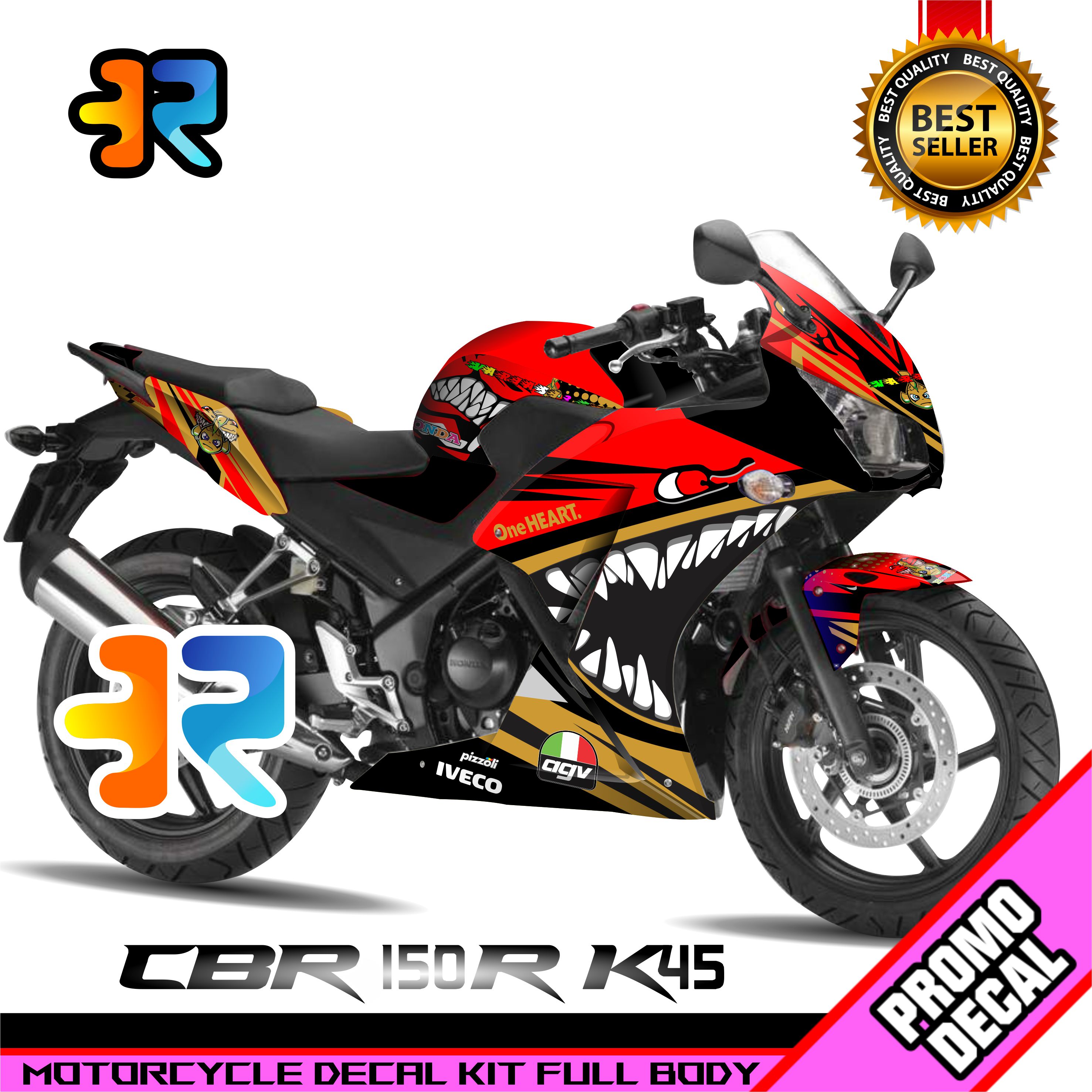 Decal Sticker Decal Full Body CBR 150R K45 Desain Shark 1 Stiker ...