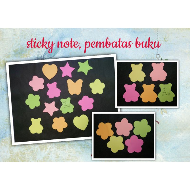 Sticky note berbagai macam bentuk dan warna. pembatas buku, (20 lbr ...