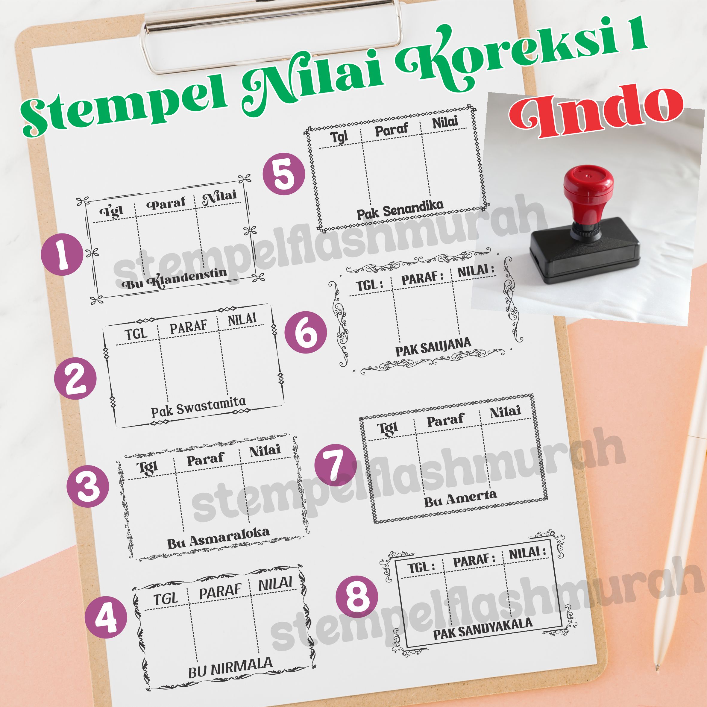 stempel nilai koreksi guru 1 nama tanda tangan sekolah SD SMP SMA ...