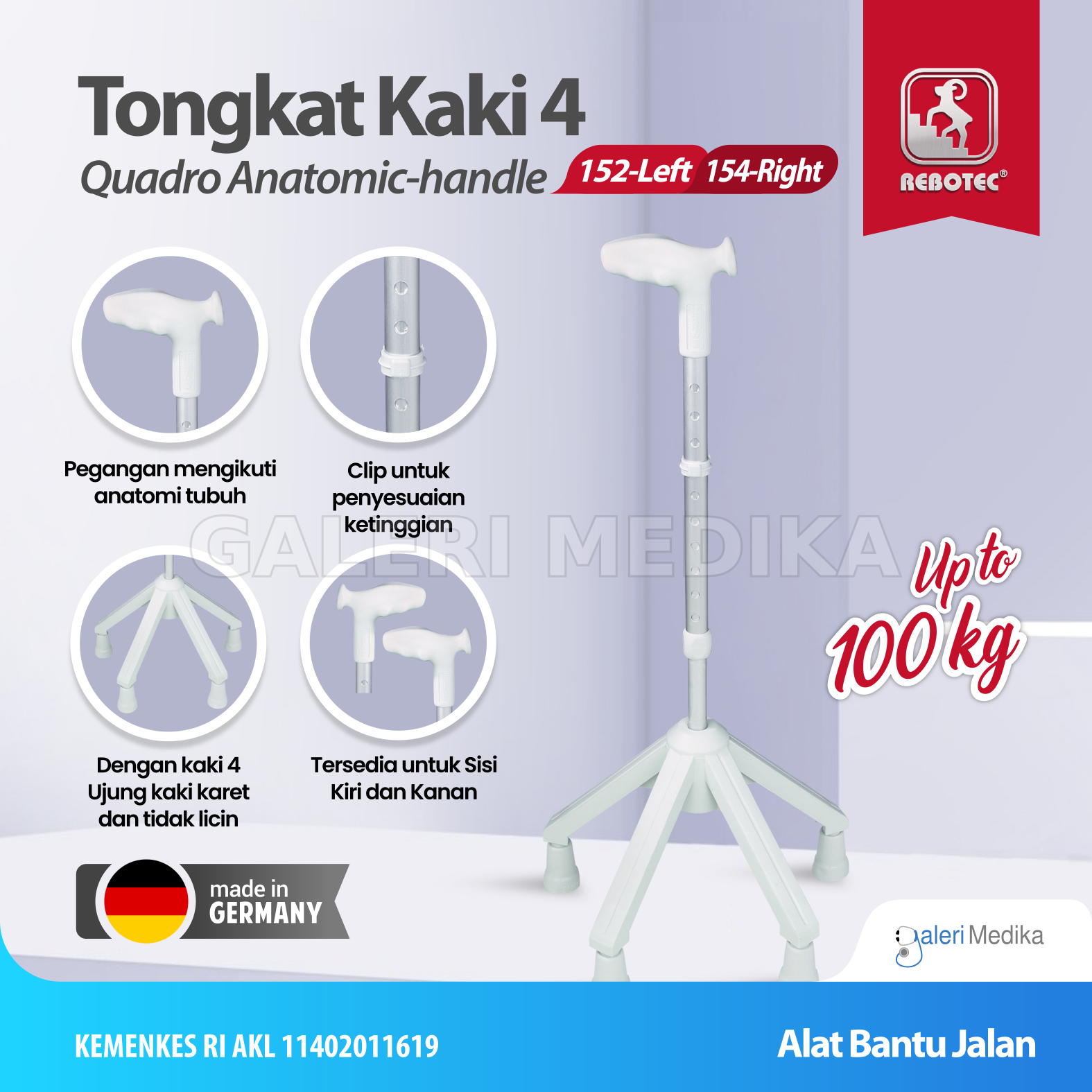 Tongkat Kaki 4 Rebotec Quadro Anat 154 - Alat Bantu Jalan | Lazada ...