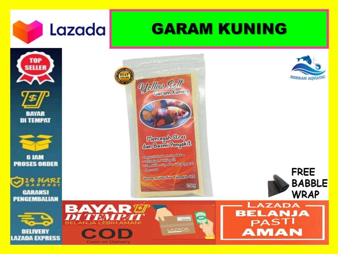 Yellow Salt Garam Kuning Ikan Cupang Sakit Stres Bintik Putih Sirip ...