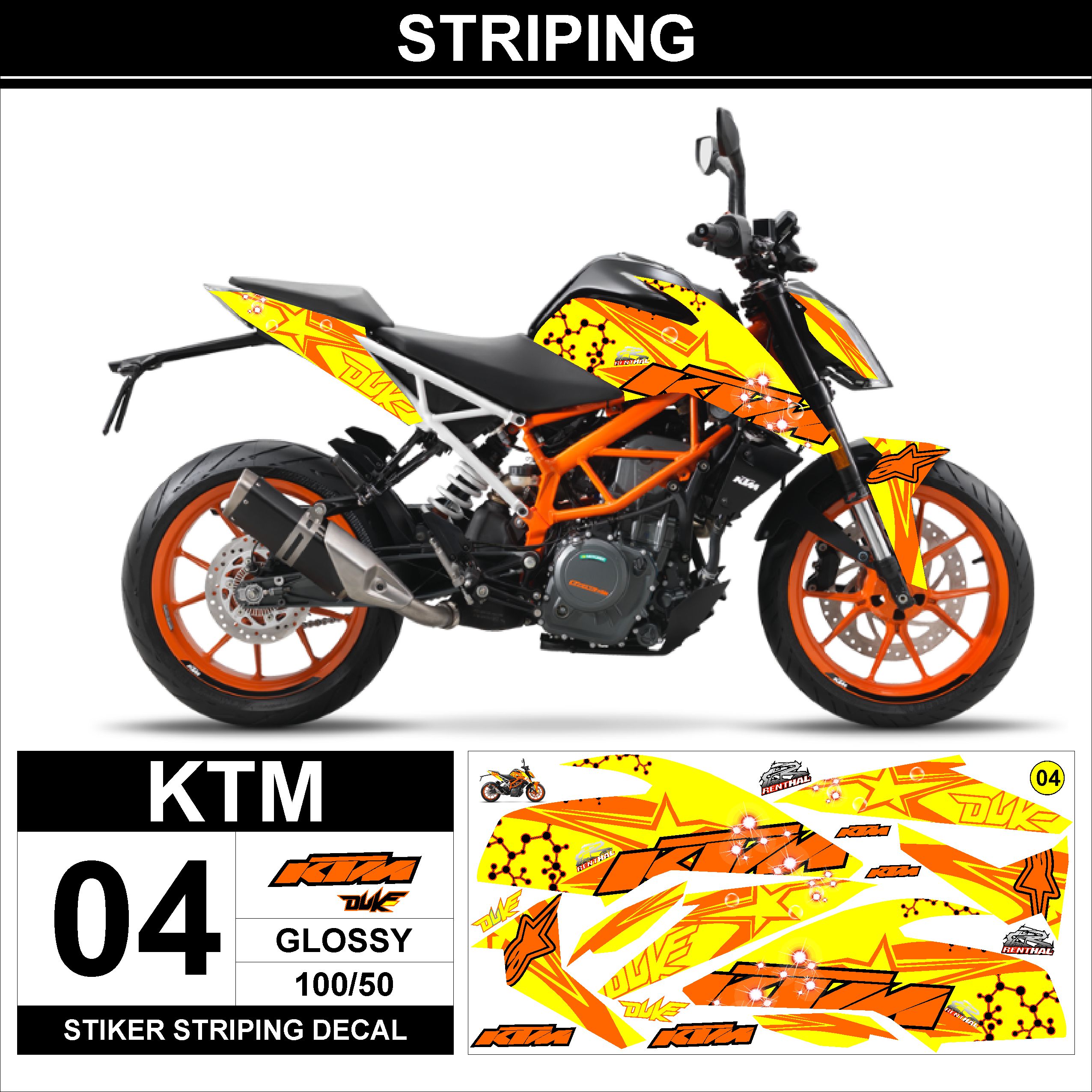 Stiker striping Decal KTM DUKE Variasi Semifullbody | Lazada Indonesia