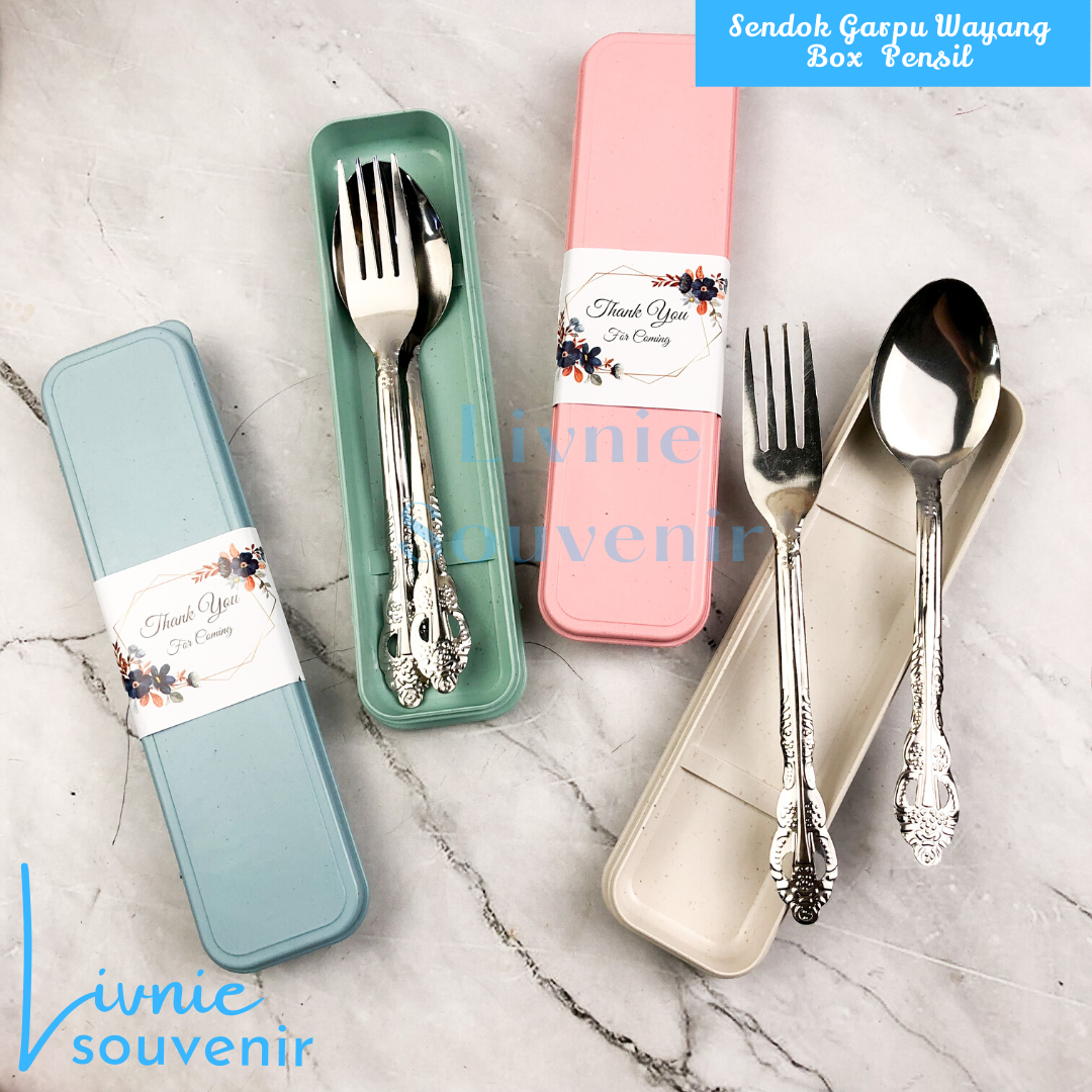 Souvenir Sendok Garpu Wayang Box Pensil TANPA SUMPIT / Souvenir ...