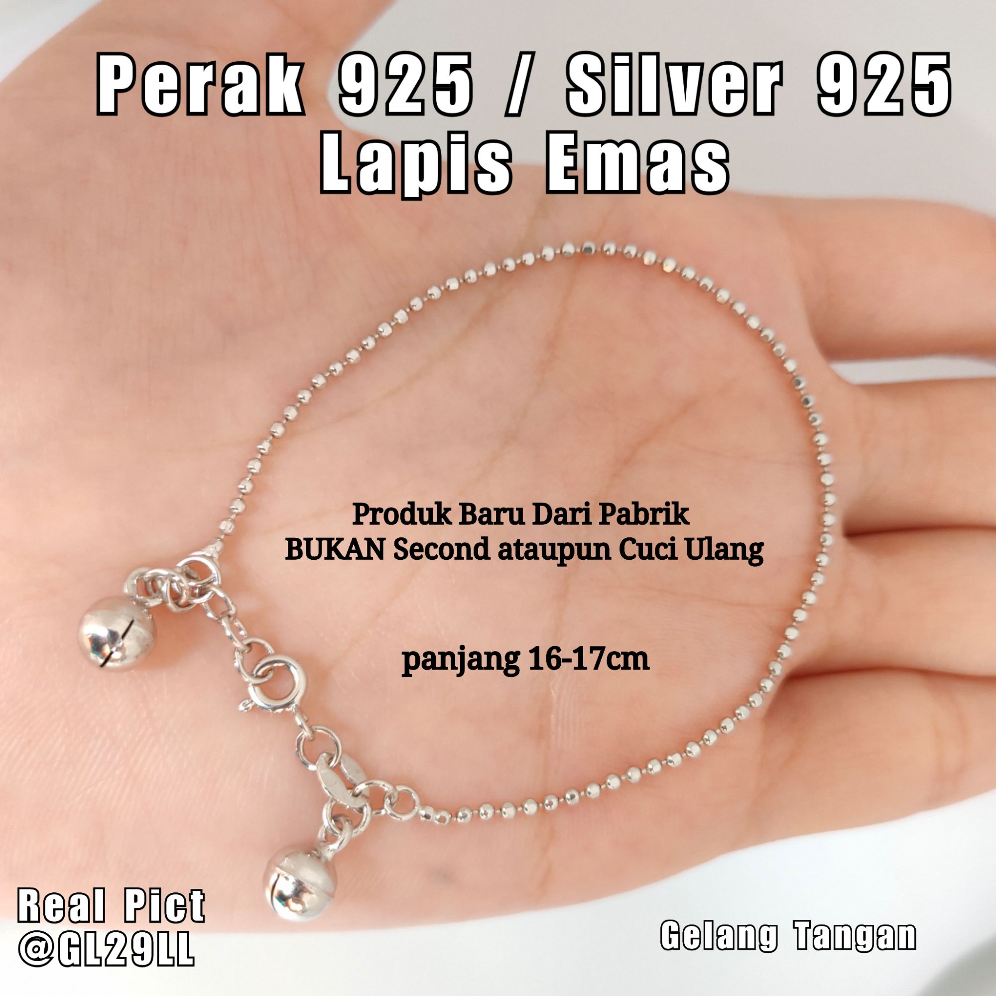 Gelang Tangan Sahang Merica Biji Lada Perak 925 Lapis Emas Terasli ...