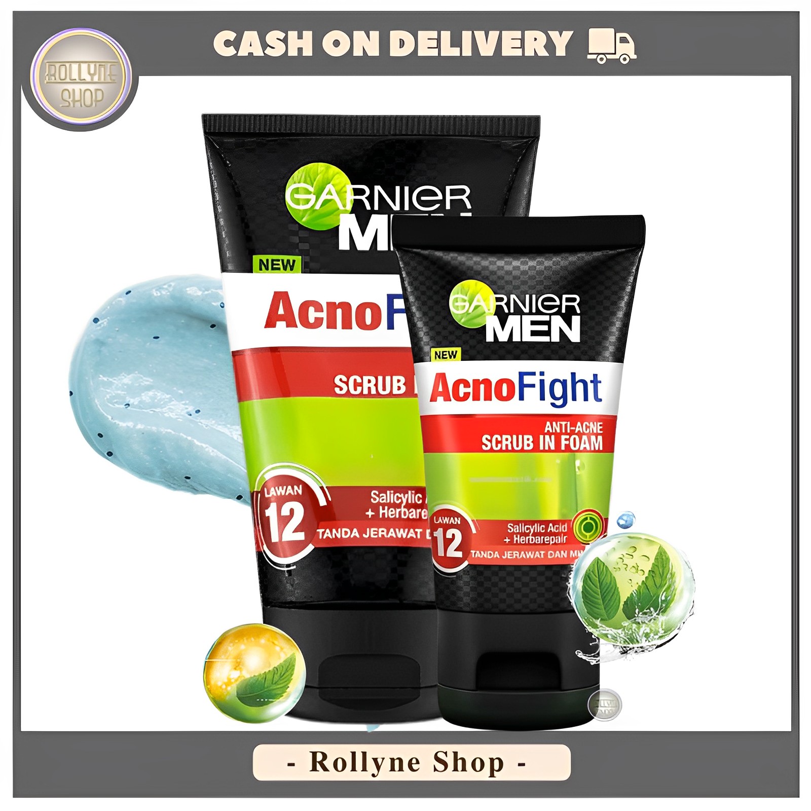 Garnier Men Acno Fight Anti Acne Scrub In Foam - 100 mL By Rollyne Shop | Lazada Indonesia