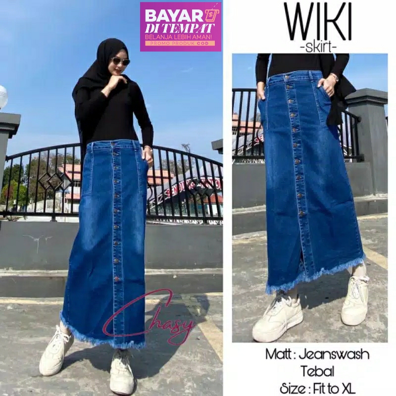 Rok Span Jeans Rok Lepis Panjang Wanita Terbaru Greya Skirt Rok Button ...
