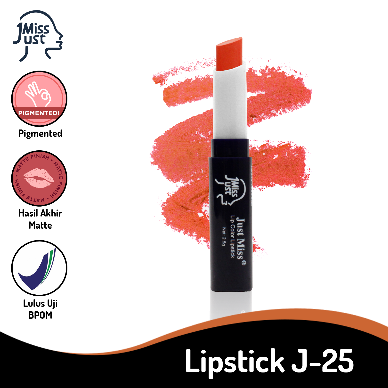 Just Miss Lipstik Matte Netto 2.5G Lipstik Pigmented Perona Bibir Lip ...