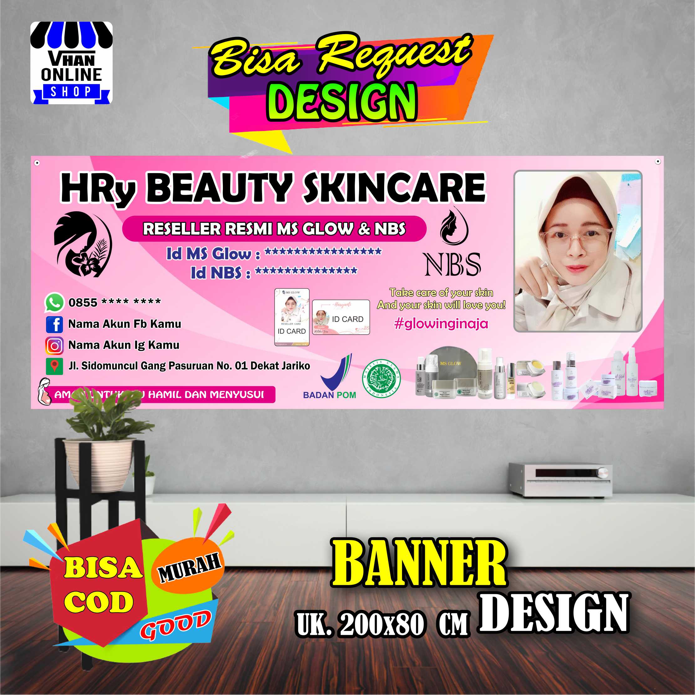 Spanduk Banner Jualan Skincare Ms Glow Dan Nbs, Produk Skincare Keren ...