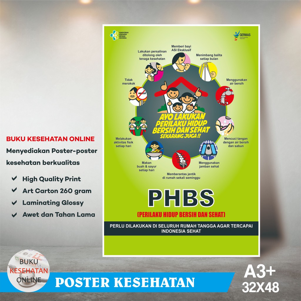Poster Kesehatan - PHBS - LAMINATING GLOSSY | Lazada Indonesia