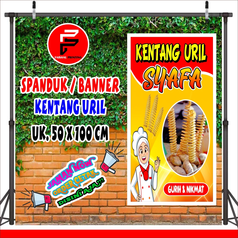 Banner Jajanan kentang Uril / Banner Kentang Spiral / Banner Kentang ...