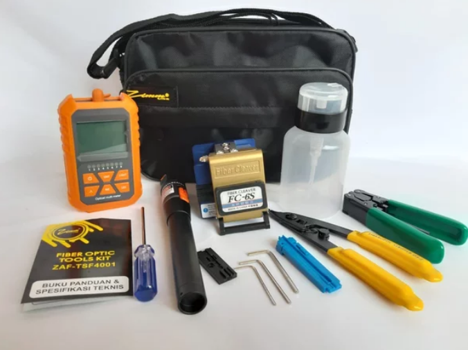 PAKET FTTH Tool Set Alat Kerja Fiber Optik VFL OPM Stripper Botol ...