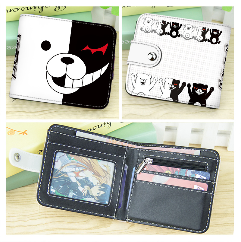 Anime Monokuma Danganronpa Short Button Wallet Folding Zipper Purse ...