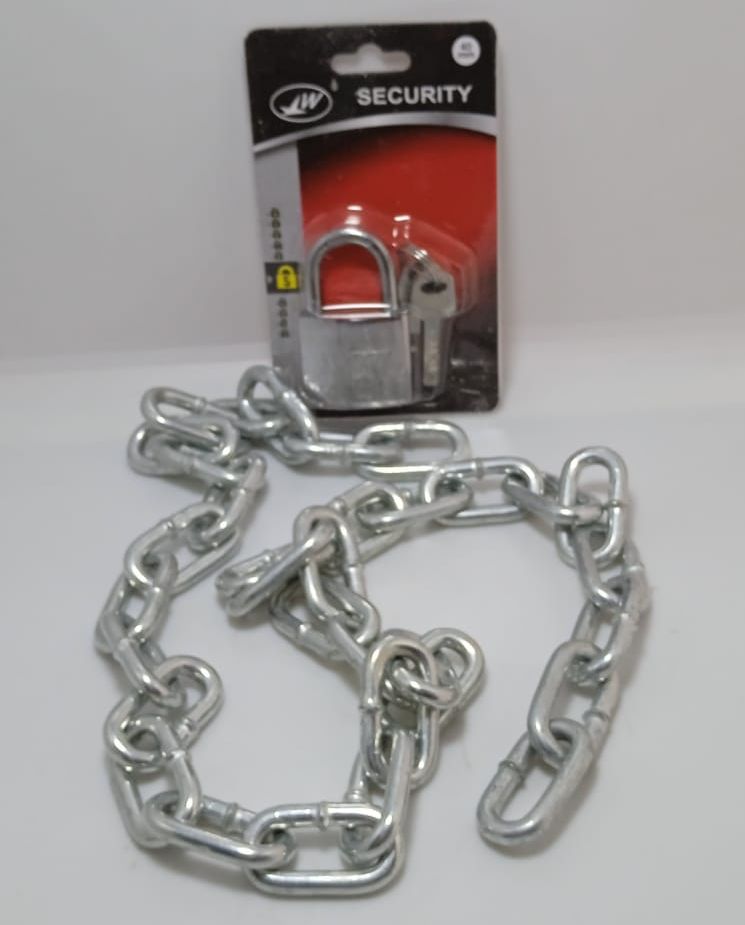 Paket hemat !! Rantai Besi Kapal 6 mm ( 1/4 inch) + Gembok Stainless 40 ...