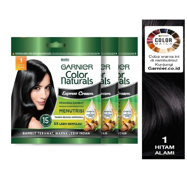 Garnier Color Naturals Express Hair Color 01 Natural Black Cat Rambut ...