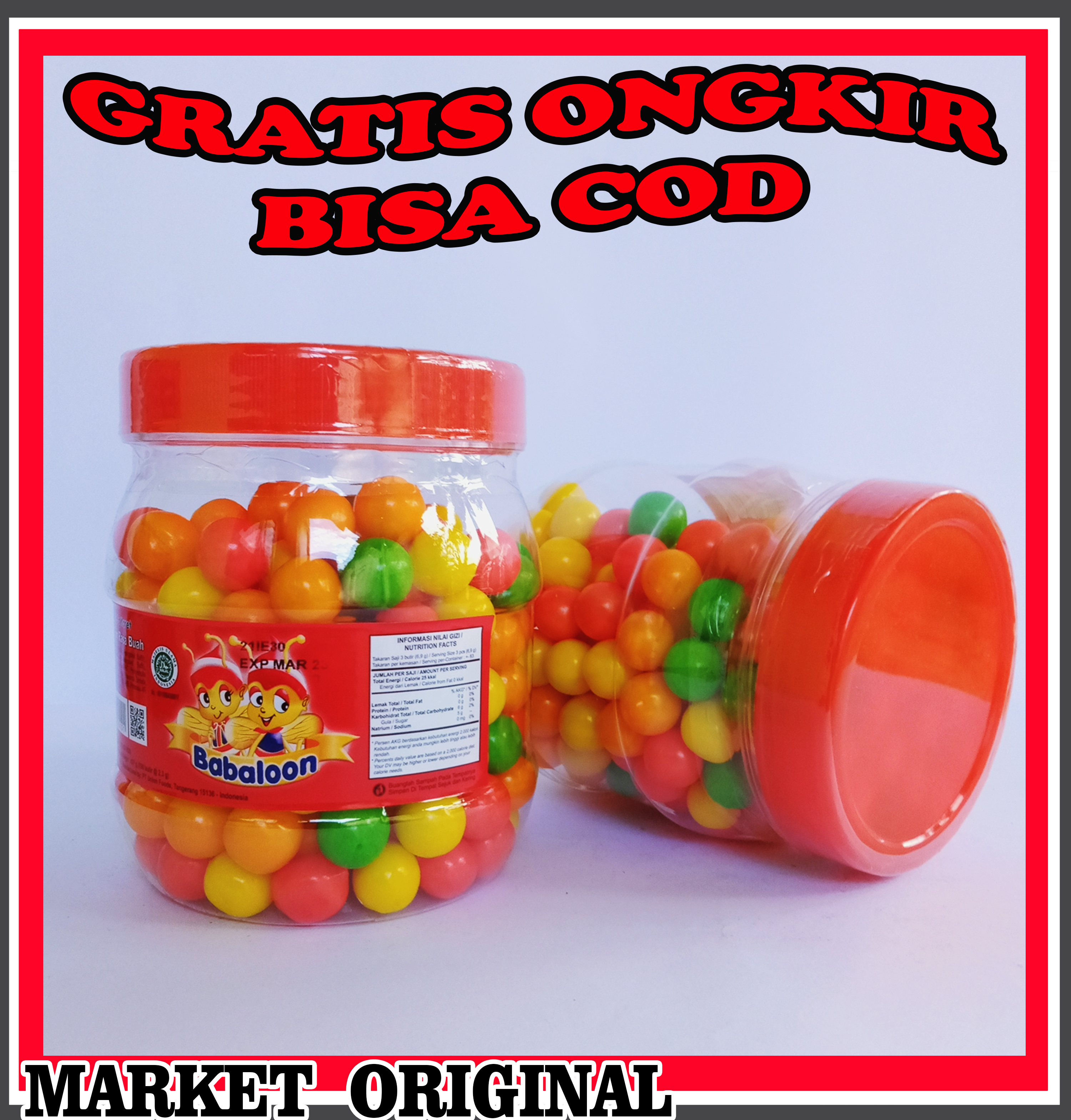 1 TOPLES PERMEN BABALOON BUBBLE GUM ISI 190 PCS / PERMEN RASA BUAH ...