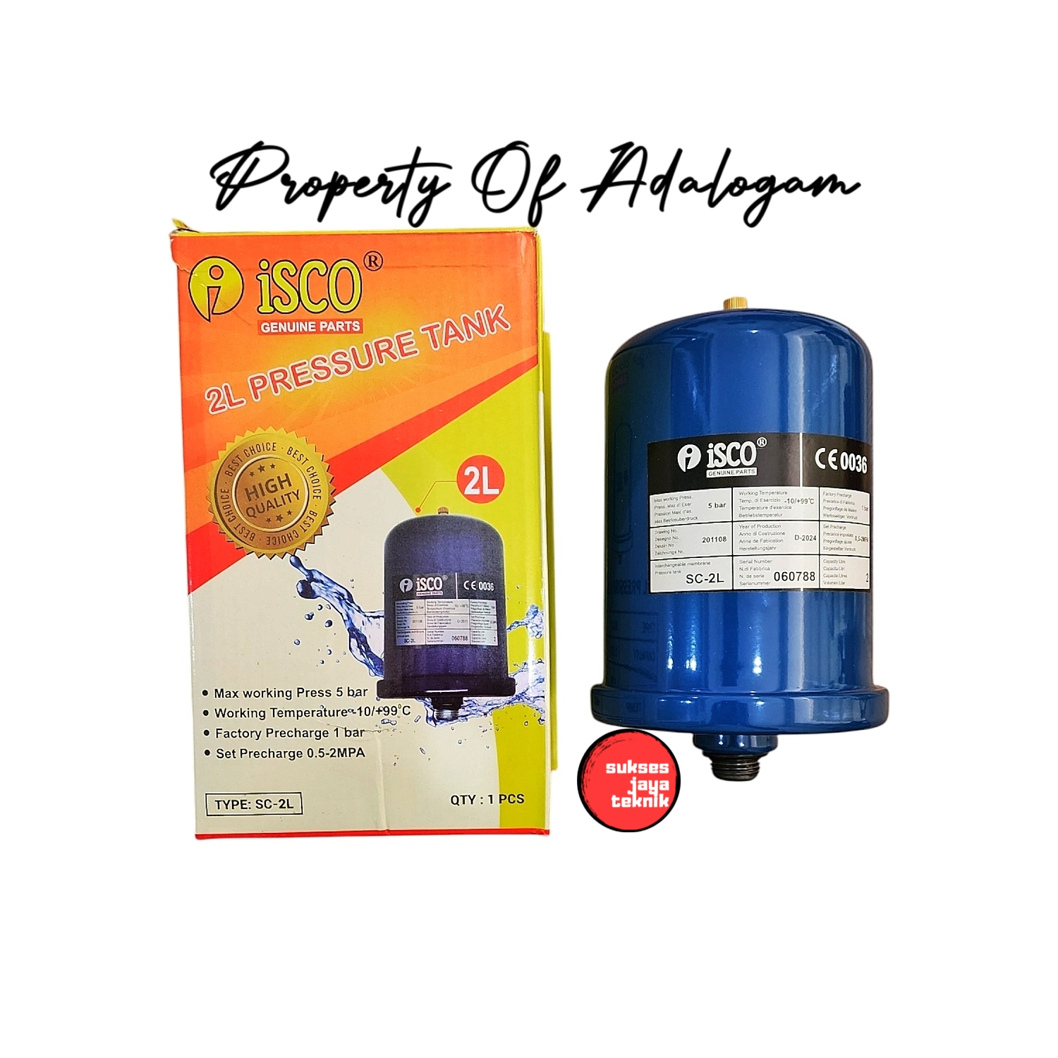 ISCO Tabung Otomatis Pompa 2 Liter Besi Tebal Pressure Tank 2 L ...