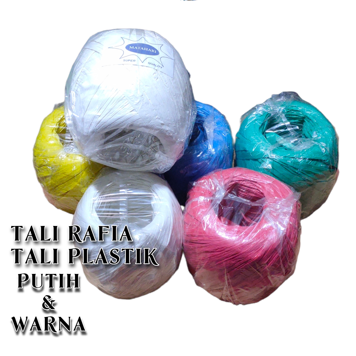 Tali plastik putih / tali warna / tali rafia / tali pengikat / tali ...