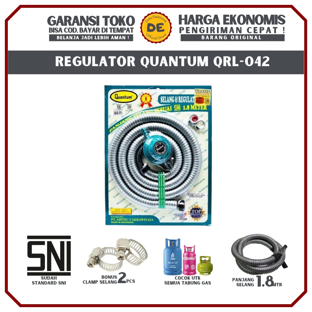 Paket Selang Regulator Gas Quantum QRL-042 Auto Tanpa Meter | Lazada ...