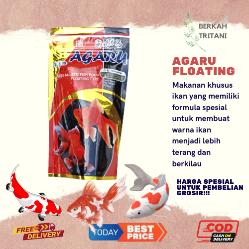 Pakan Ikan Mas Koki AGARU FLOATING 100gr Mengapung Pelet Ikan Apung ...