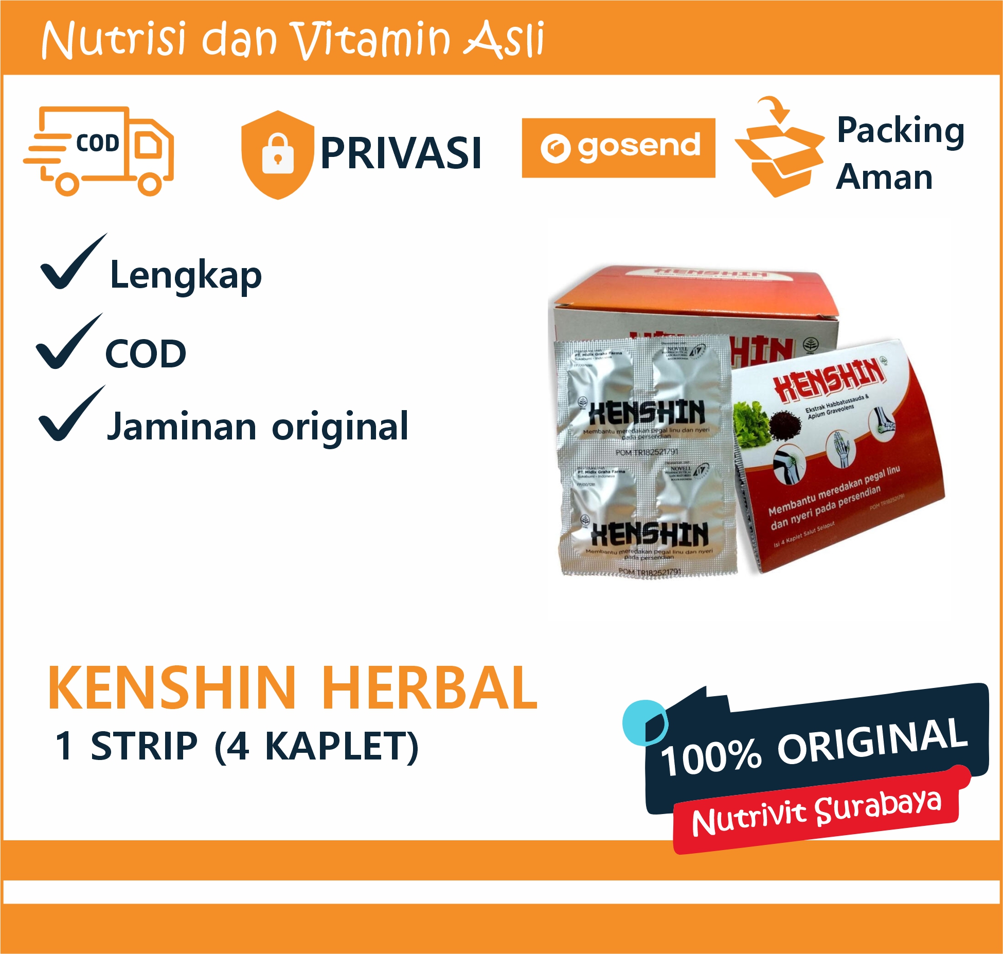 Kenshin Strip 4 Tablet Obat Pegal Linu & Nyeri Sendi | Lazada Indonesia