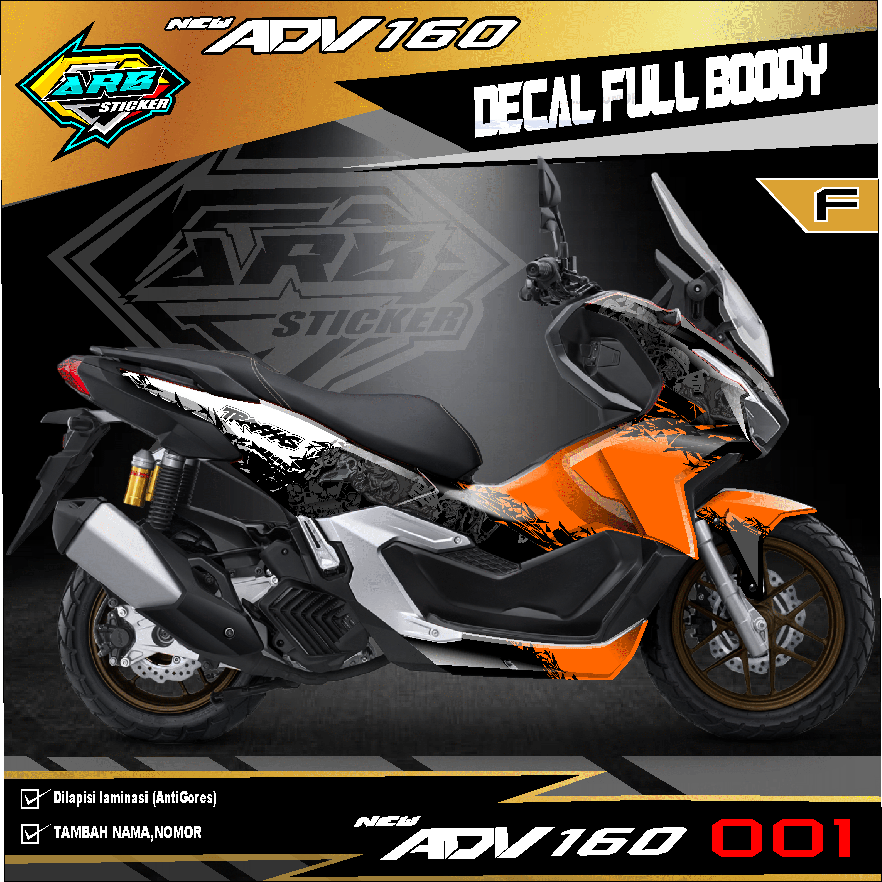 Decal Sticker Variasi Full body Honda Adv 160-Dekal Stiker Adv 160 ARB ...