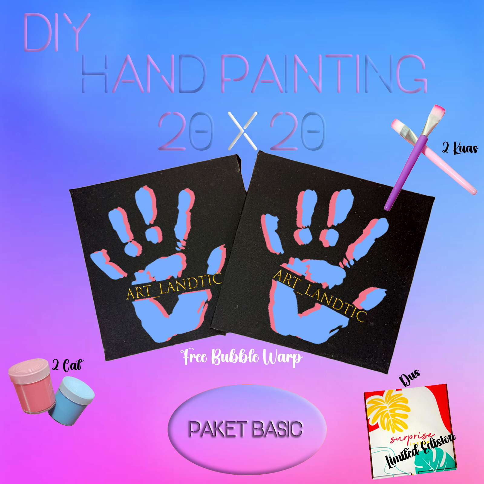 Kanvas Lukis Tangan Couple 1 Set Lengkap Hand Painting Kit Canvas Board ...