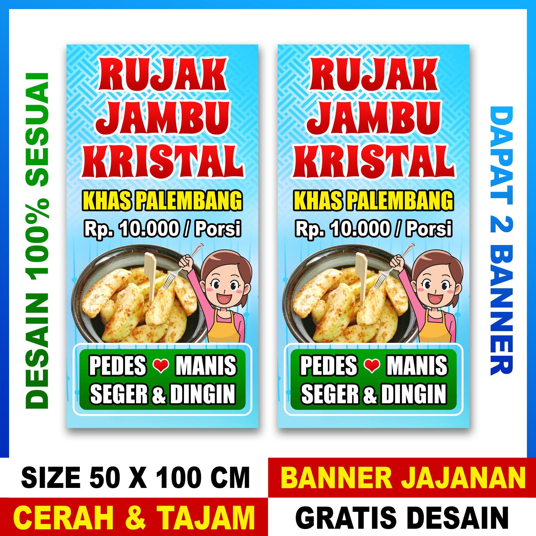 BANNER WARUNG ES JAJANAN JAMBU RUJAK POP ICE CAPCIN TEH POCI | Lazada ...