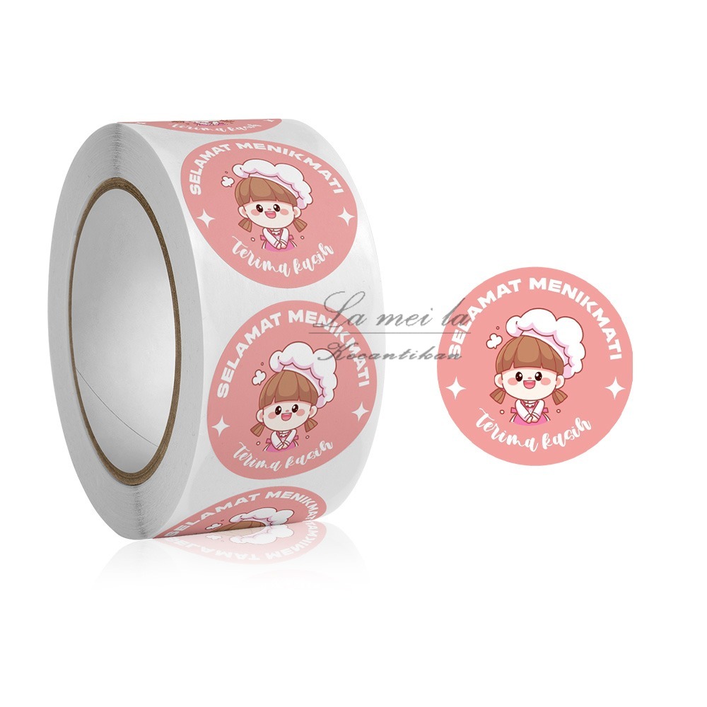 1 Roll Isi 500 Pcs Stiker Selamat Menikmati Import / Label Makanan ...