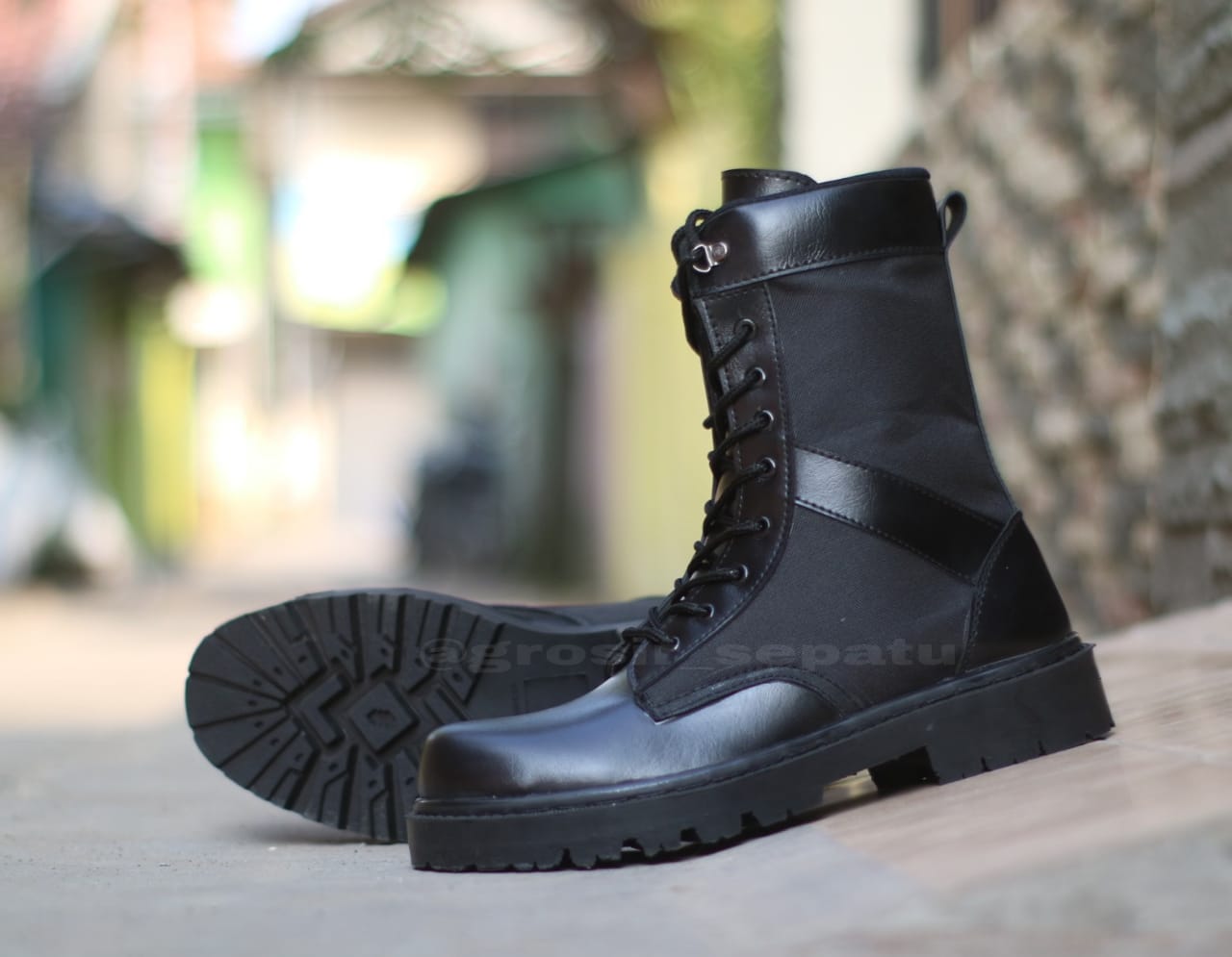 Sepatu PDL TNI Polri Tentara Polisi Safety Pria Boots Tinggi Ujung Besi ...