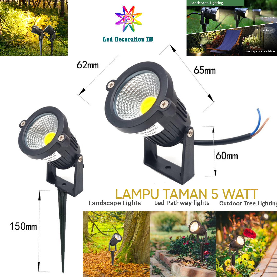 LAMPU TAMAN COB BULAT 5 WATT 220V / LED TAMAN OUTDOOR | Lazada Indonesia