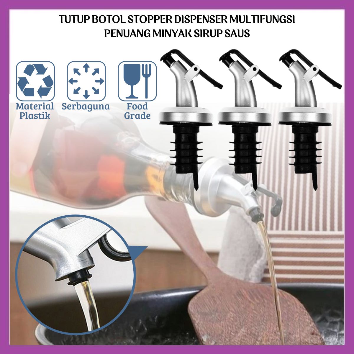 Tutup Botol Kaca Stooper Dispenser Multifungsi Penuang Minyak Sirup ...