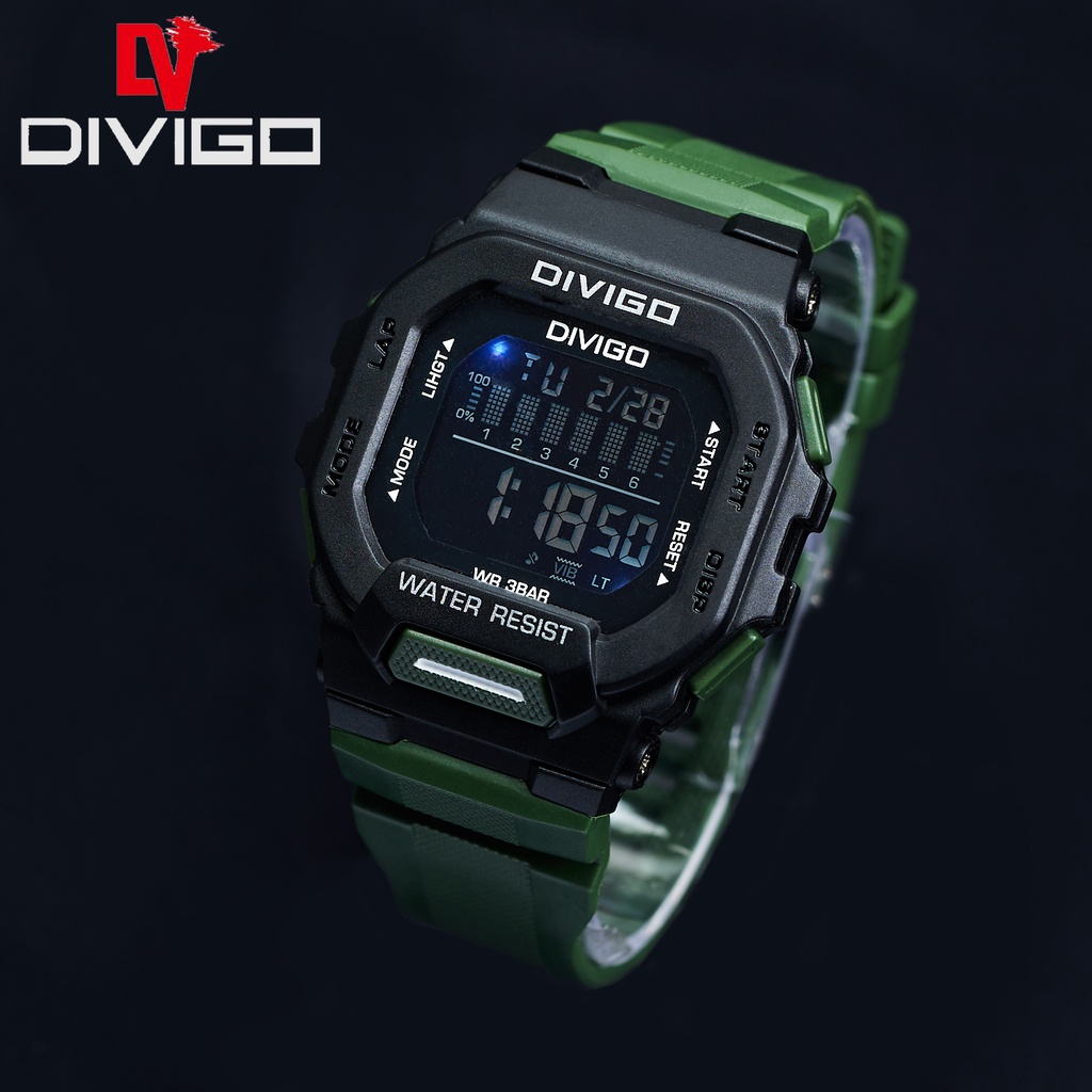 [DGS] Jam Tangan Pria Digital DIVIGO DV-7209 Original Water Resist ...