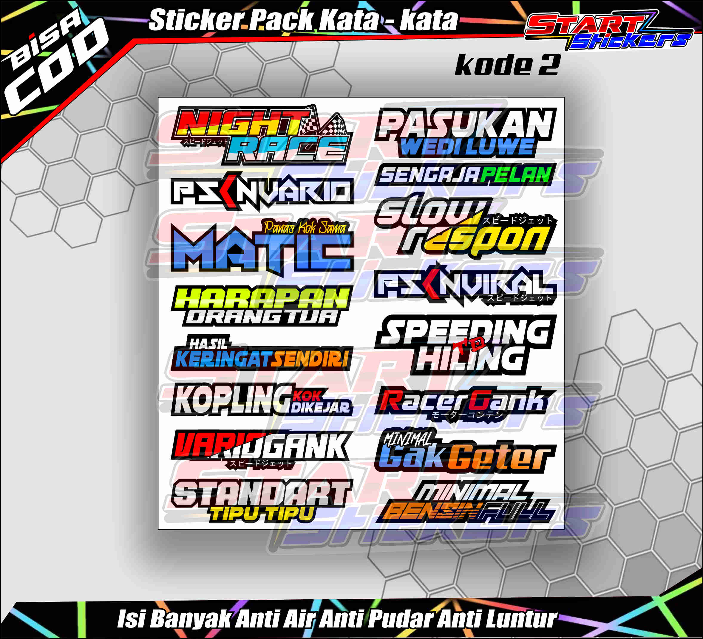 STIKER PACK KATA KATA RACING / STIKER PACK HEREX / STIKER PACK KEREN ...