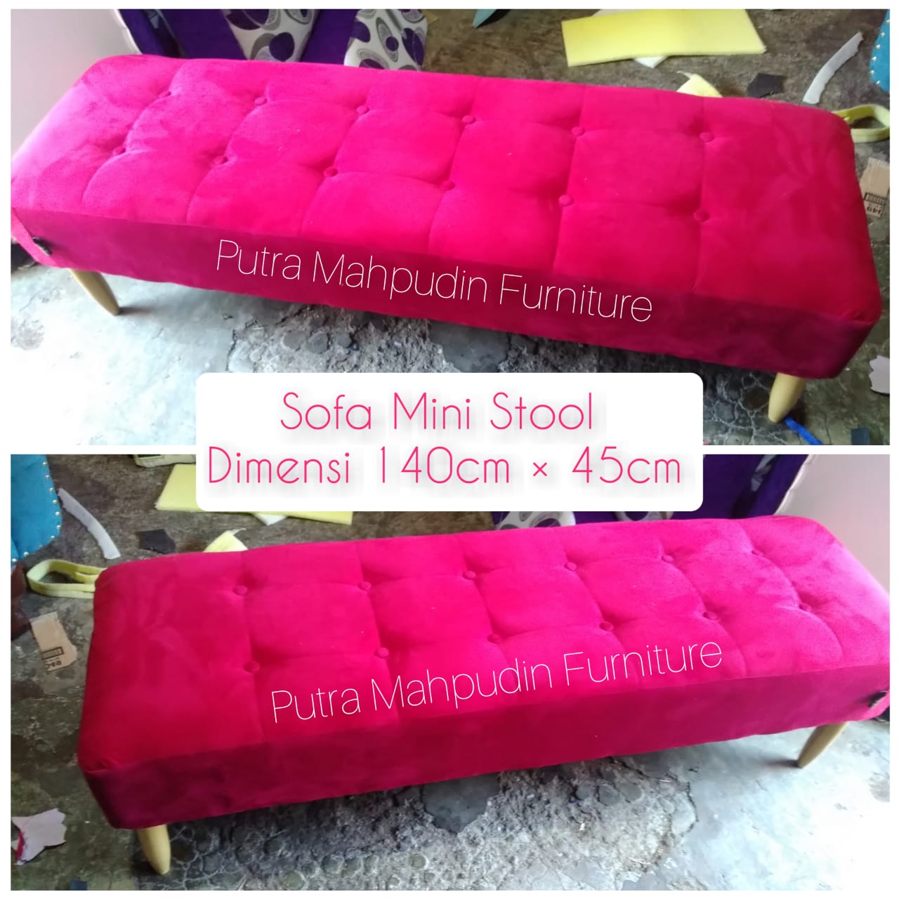 sofa panjang 140 cm kursi ruang tunggu bench stool merah | Lazada Indonesia