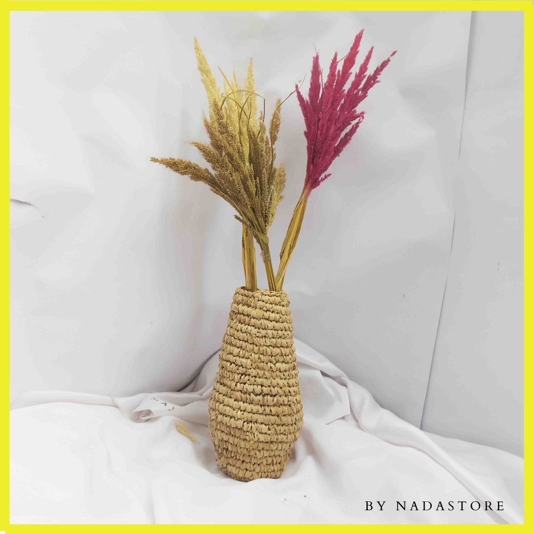 Vas Bunga Anyaman Agel Warna Natural / Pot Bonsai / Pot dried Flower ...