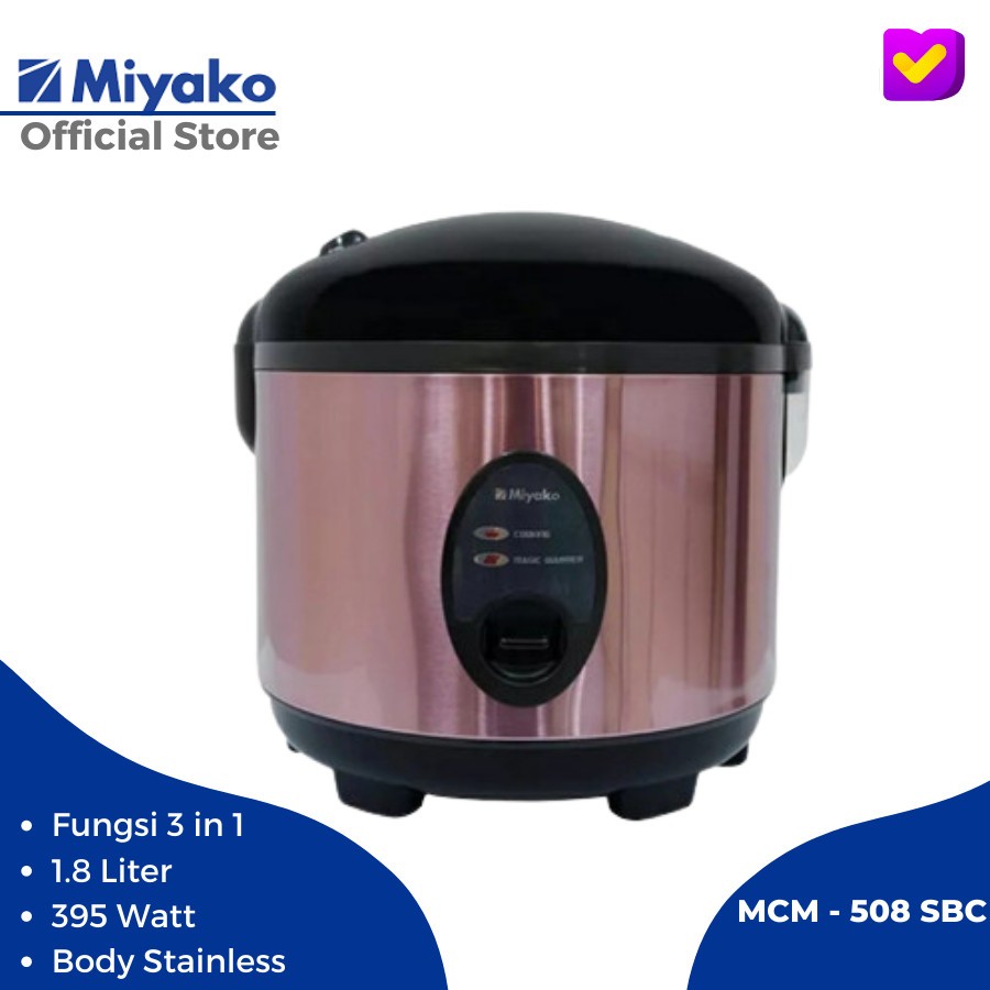 Rice Cooker Miyako MCM 508 SBC Magic Com Penanak Nasi Kapasitas 1.8 ...