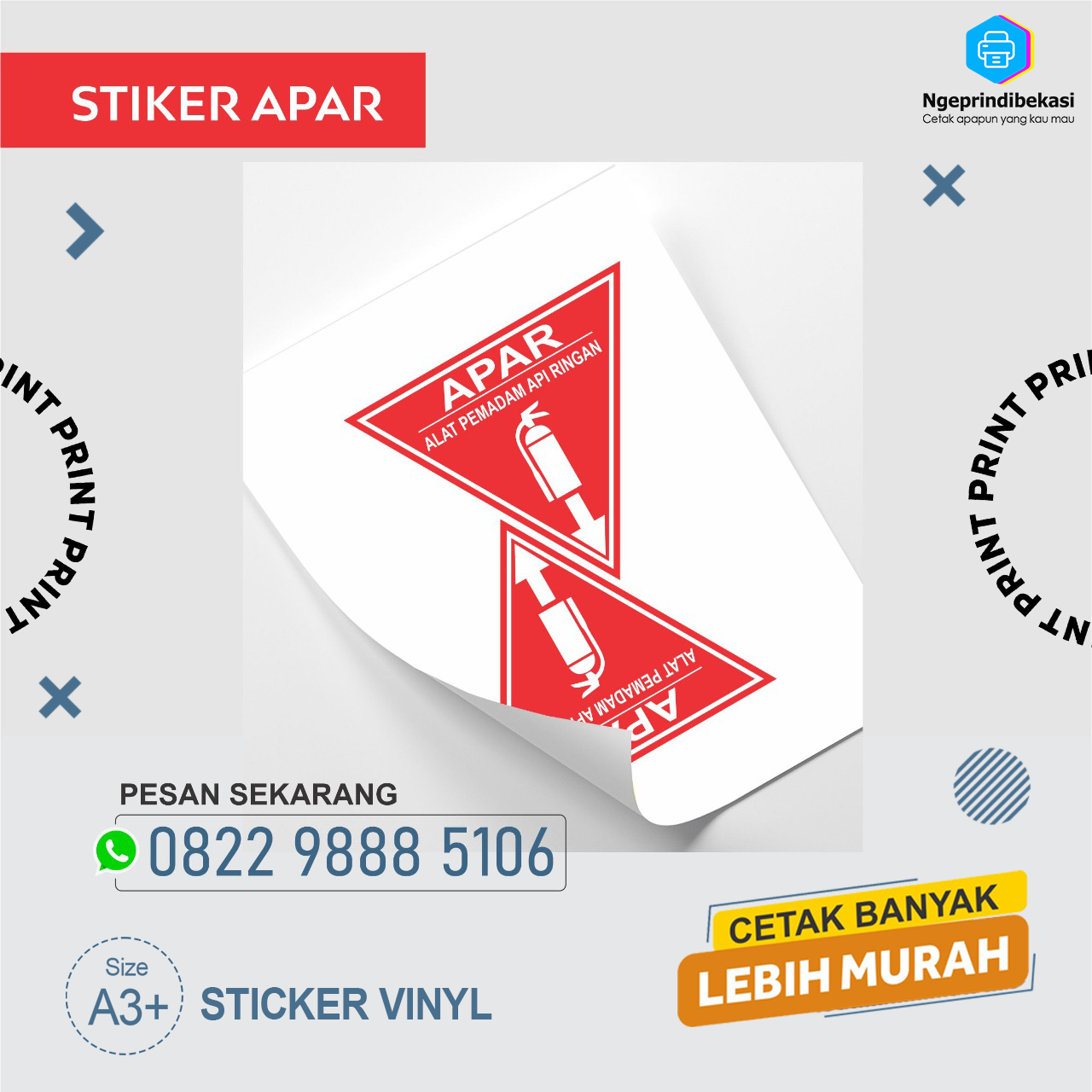 Cetak Sticker Vinyl Print Stiker Apar | Lazada Indonesia