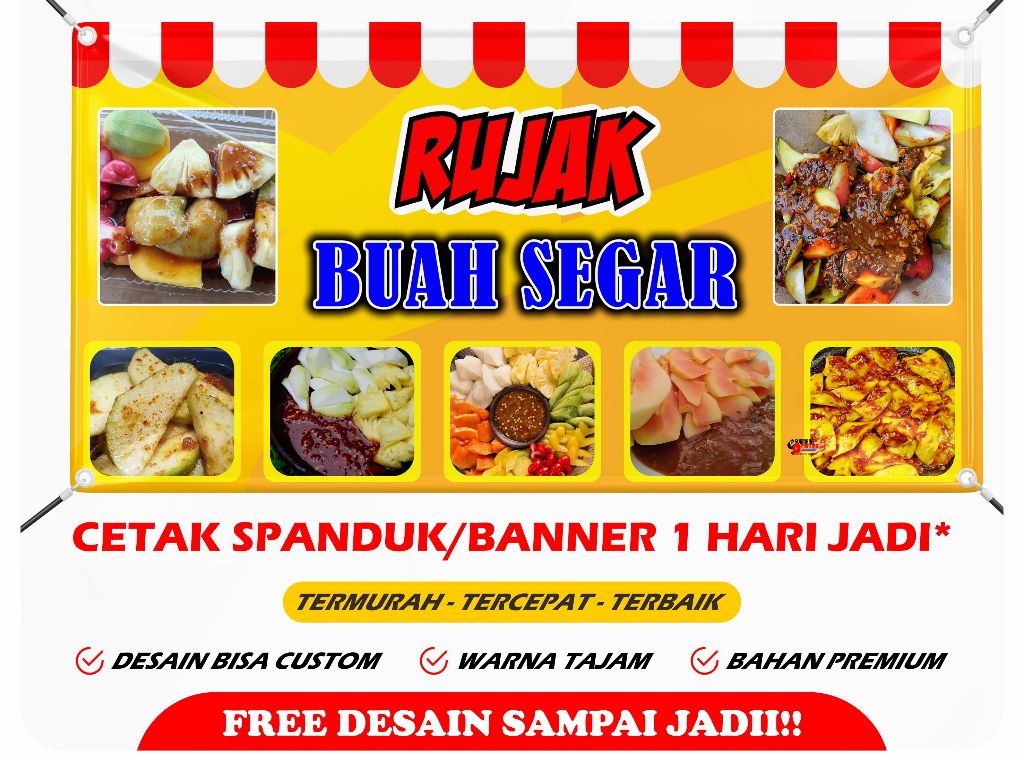 SPANDUK BANNER RUJAK MANIS RUJAK BUAH DAN GADO GADO 100X50CM BISA ...