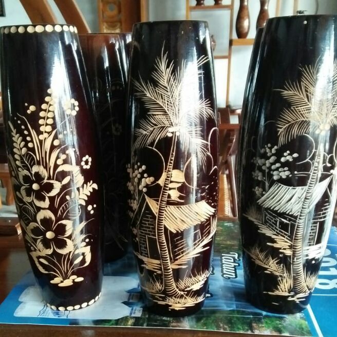 fas pot bunga dari kayu jati motif cukit | Lazada Indonesia