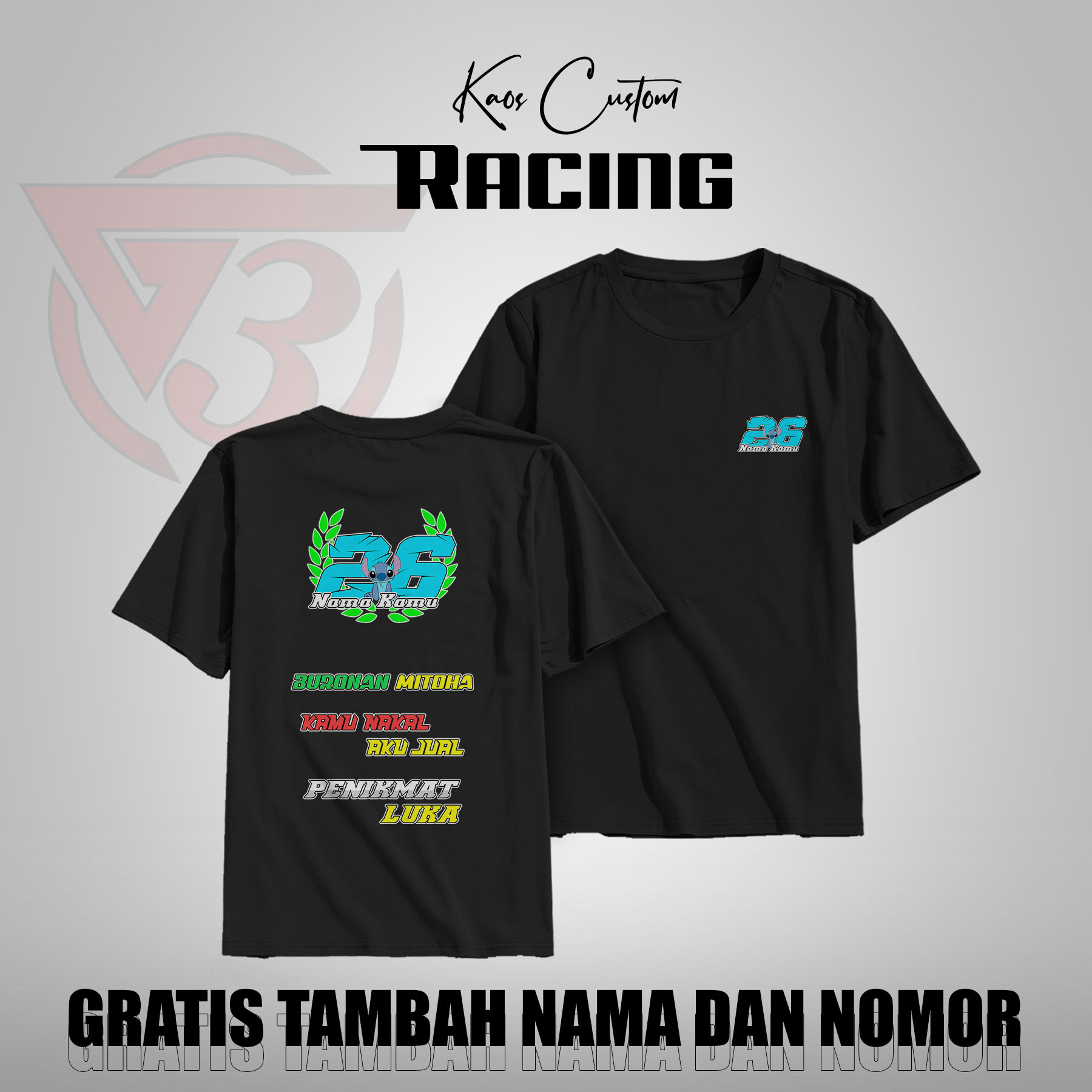 G-THREE | KAOS RACING CUSTOM BISA TAMBAH NAMA DAN NOMOR (G-43) | KAOS ...