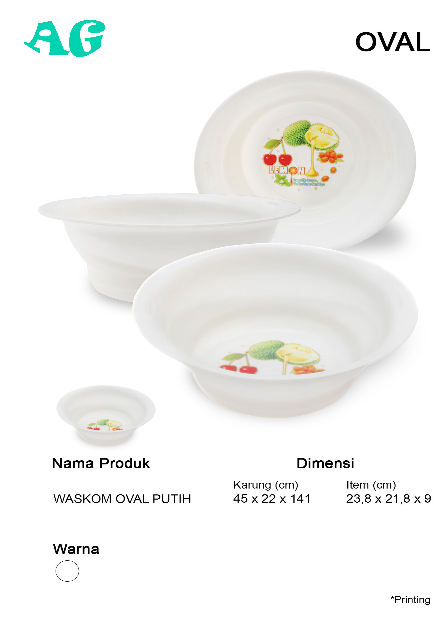 Waskom Baskom Oval Putih | Lazada Indonesia